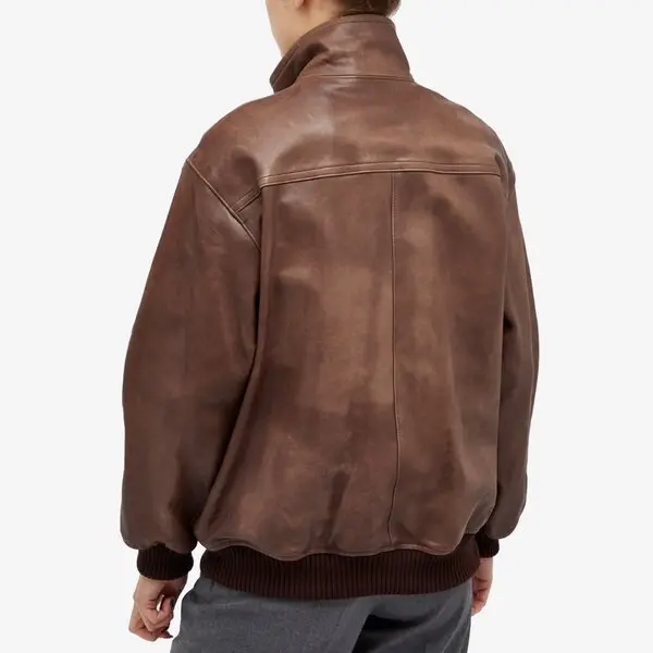 ジャケット・アウター 3 AURALEE HEAVY LAMB LEATHER BLOUSON Auralee Heavy Lamb Leather Zip Blouson In Dark Brown - 35% Off